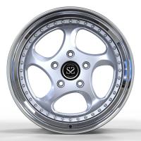 China 19x9 and 19x12 Silver Disc and Polished Barrel Custom 2-PC Forged Rims for Porsche Boxter for sale
