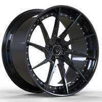 China Gloss Black 22x9.5 and 22x10 2 Piece Forged Wheels for 22x9.5ET20/22x10ET28 5x112/66.6 for sale