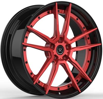 China BMW X6 M F96 21x10.5 and 21x11 Custom 2-PC Rims Red Face and Gloss Black Barrels for sale