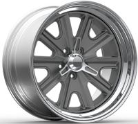 China 18x7.0 and18x9.5 Polished Lip and Grey Disc 3 Piece Forged Wheels for Mustang. for sale