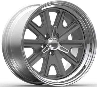 China 18x7.0 and18x9.5 Polished Lip and Grey Disc 3 Piece Forged Wheels for Mustang. for sale