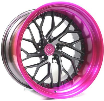 China 21x9.5 and 21x13 3 Piece Forged Wheels,Purple Lip,Black Disc for Ford GT for sale