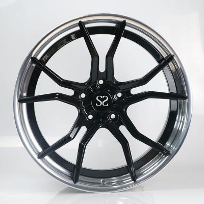 China Audi S5 B9 20x10.5 Black Disc and Polished Lip Custom 2-PC Forged Rims for sale