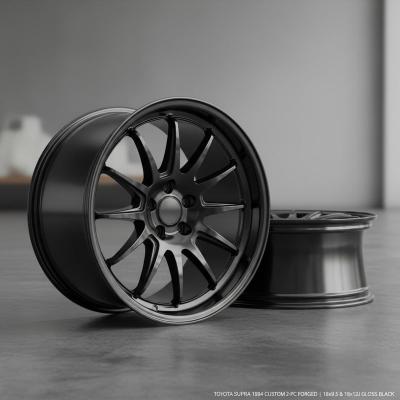China Gloss Black 2-Piece Forged Wheels Custom PCD 6061 T6 Aluminum Alloy for Toyota Supra 1994 for sale