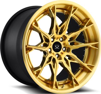 China Tesla Model Y 19 20 and 21 inches 3-PC Rims in Custom Gold Face for sale