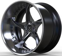 China Custom Fit to Corvette C8 5x120 2-PC Forged 6061-T6 Aluminum Alloy Rims Staggered 20inch Polish Barrel+Gre Disc for sale