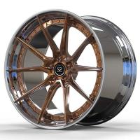 China 18x9.5 And 18x10.5 Custom 2-PC Forged Aluminu Alloy Rims Polished Lip+Bronze Disc For BMW M4 for sale