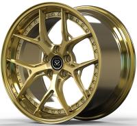 China 19x9.5 2 Piece Forged Wheels with Gold Disc and Polished Gold Lip for Mercedes E220 2003 for sale