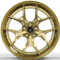 China 19x9.5 2 Piece Forged Wheels with Gold Disc and Polished Gold Lip for Mercedes E220 2003 for sale