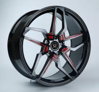 China 22x10 Gloss Black with Red Forged Alloy Wheel for Mercedes Benz - 5x130 PCD, 71.6mm CB, ET55 Offset for sale