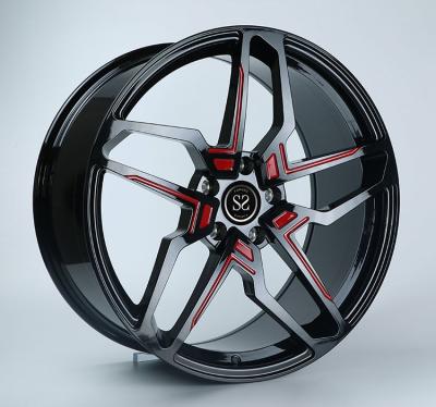 China 22x10 Gloss Black with Red Forged Alloy Wheel for Mercedes Benz - 5x130 PCD, 71.6mm CB, ET55 Offset for sale