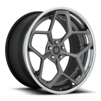 China PCD 139.7mm 2-Piece 6061-T6 Ferrari Forged Wheels 16-22 Inch Custom Rims Gloss Black for sale