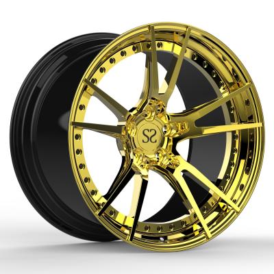 China Bmw M6 20inches Golden A6061 Aluminum 2 Piece Forged Wheels for sale