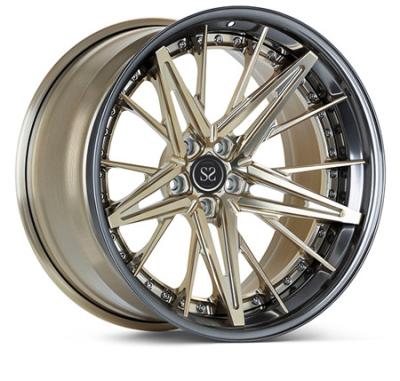 China Multi Spokes Alu Alloy 3 Piece Forged Rims Golden Black for sale