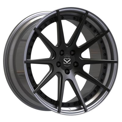 China 20x10 Aluminum 2 Piece Forged Wheels T6 Center Matte Black Barrel Polished for sale