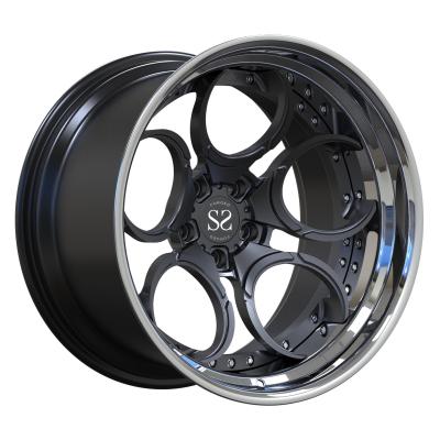 China Polished Lip 2 Piece Gun Metal Disc Aluminum Alloy Forged Rims 350z Car Wheels for sale