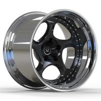 China 5x130 rims for 2021 Porsche GT4 2-PC Forged Aluminum Alloy Rims Staggered 19 and 20 inches Polish Barrel+Gloss Black Dis for sale