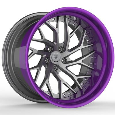 China Matte Gun Metal Disc Lip Purple Aluminum Alloy Rims 2 Piece  19inch S5 19x9.5 19x12 Staggered Car Wheels for sale
