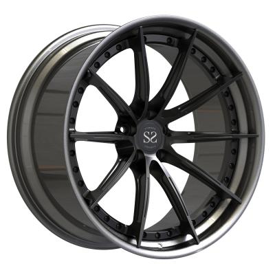 China Custom Black Forged 2 Piece Disc Polished Center Staggered RS6 19 20 21 22 Inch for sale