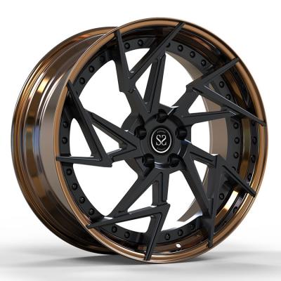China Alloy Rims 2 Piece Forged Wheels Black Disc Polished Bronze A3 19 Inch Tuning for sale
