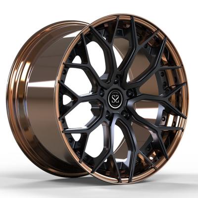 China Fit to BMW series3 F30 5x120 2-PC Forged Aluminum Alloy Rims Staggered 19 and 20 inches Bronze Barrel+Gloss Black Disc for sale