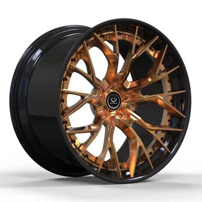 China Porsche 991 Staggered 2 PC Forged Alloy Rims 5x130 Gloss Black Matt Bronze for sale