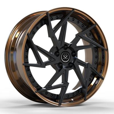 China Bronze Black Disc 2 Piece Forged Wheels Staggered 19 21 Inch Fit To Lamborghini for sale