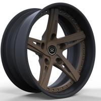 China 2 Piece Bronze Center Matte Black Face Forged Rims 20x9 20 Inch Directional Alloy Defender Wheels for sale