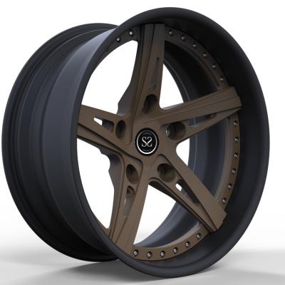 China 2 Piece Bronze Center Matte Black Face Forged Rims 20x9 20 Inch Directional Alloy Defender Wheels for sale