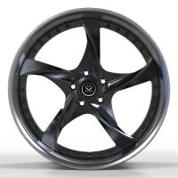 China Custom Fit to Corvette C8 5x120 2-PC Forged 6061-T6 Aluminum Alloy Rims Staggered 20inch Polish Barrel+Gre Disc for sale