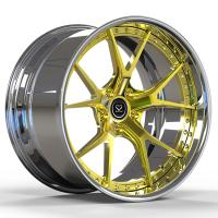 China Fit to Ford Charge 5x115 2-PC 6061-T6 Aluminum Rims Polish Barrel+Gold Disc 19 and 20 inches for sale