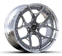 China Custom 6061-T6 Alloy Rims 2-PC Polish Barrel+Gun Metal Disc 5x112 20 21 inches Fit to Audi RS5 B5 for sale