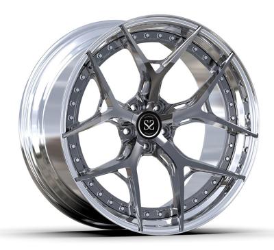 China Custom 6061-T6 Alloy Rims 2-PC Polish Barrel+Gun Metal Disc 5x112 20 21 inches Fit to Audi RS5 B5 for sale