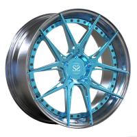 China For VW T5 2 PC Forged Center Brushed Blue Wheels 21inch Polished Alloy Car Rims for sale