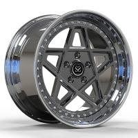 China For Subaru WRX STI Polish Barrel+Grey Disc Custom 2-PC Forged Alloy Rims 5x114.3 for sale