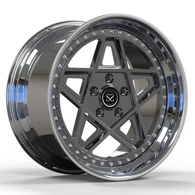 China For Subaru WRX STI Polish Barrel+Grey Disc Custom 2-PC Forged Alloy Rims 5x114.3 for sale