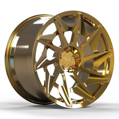 China Gold Polished Custom 1-PC Rims 20x9.0 and 20x11 for 2011 Cadillac CTS Sedan for sale