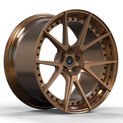 China SSJK2009 Glod Polish Ferrari Forged Wheels 2-PC Spoke Style 6061-T6 Rims for sale