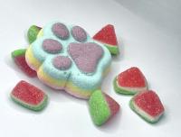 China Sweetie Paws & Tiny Melon Giggles – Adorable Cat Footprint & Mini Watermelon Chewy Candy Mix for sale