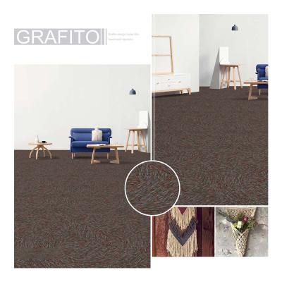 China Geometric Loop Pile Nylon Printed Carpet Tiles Custom Pattern 50cm*50cm for sale