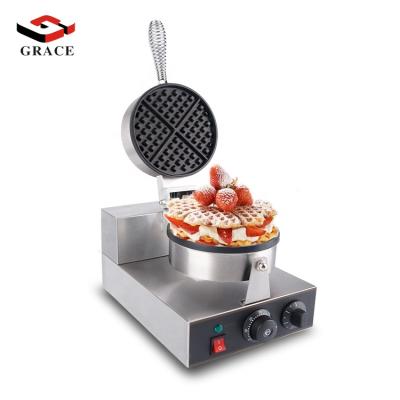 China Non-stick Cooking Outdoor Hot Selling Commercial Kitchen Equipment Round Shape Electric Single Waffle Machine Waffle Maker for sale