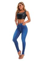 China Women Elastic Jeans Pants Spring Slim Fashion High Waist Small Feet Jeans for sale