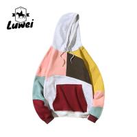 China Oversized Sublimation Heavy Weight 60%Cotton Moletons Hooded Drawstring Colorblock Cut Panel Men Sweatshirt for sale