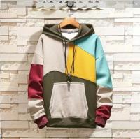 China Oversized Sublimation Heavy Weight 60%Cotton Moletons Hooded Drawstring Colorblock Cut Panel Men Sweatshirt for sale