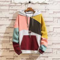 China Oversized Sublimation Heavy Weight 60%Cotton Moletons Hooded Drawstring Colorblock Cut Panel Men Sweatshirt for sale