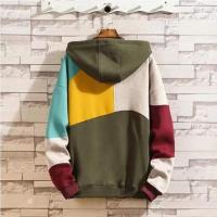 China Oversized Sublimation Heavy Weight 60%Cotton Moletons Hooded Drawstring Colorblock Cut Panel Men Sweatshirt for sale