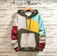 China Oversized Sublimation Heavy Weight 60%Cotton Moletons Hooded Drawstring Colorblock Cut Panel Men Sweatshirt for sale