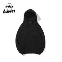 China Streetwear Knitted Blank Custom Logo Cotton Black 320g Fitted Gym Over Size Pullover Tracksuit Mans Hoodies for sale