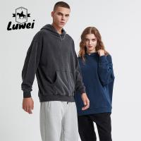 China High Quality Sublimation Slim Fit Heavy Weight Fluffy Black Pure Cotton 420g Washed Retro Thick Crop Top Hoodie for sale