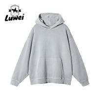 China High Quality Sublimation Slim Fit Heavy Weight Fluffy Black Pure Cotton 420g Washed Retro Thick Crop Top Hoodie for sale